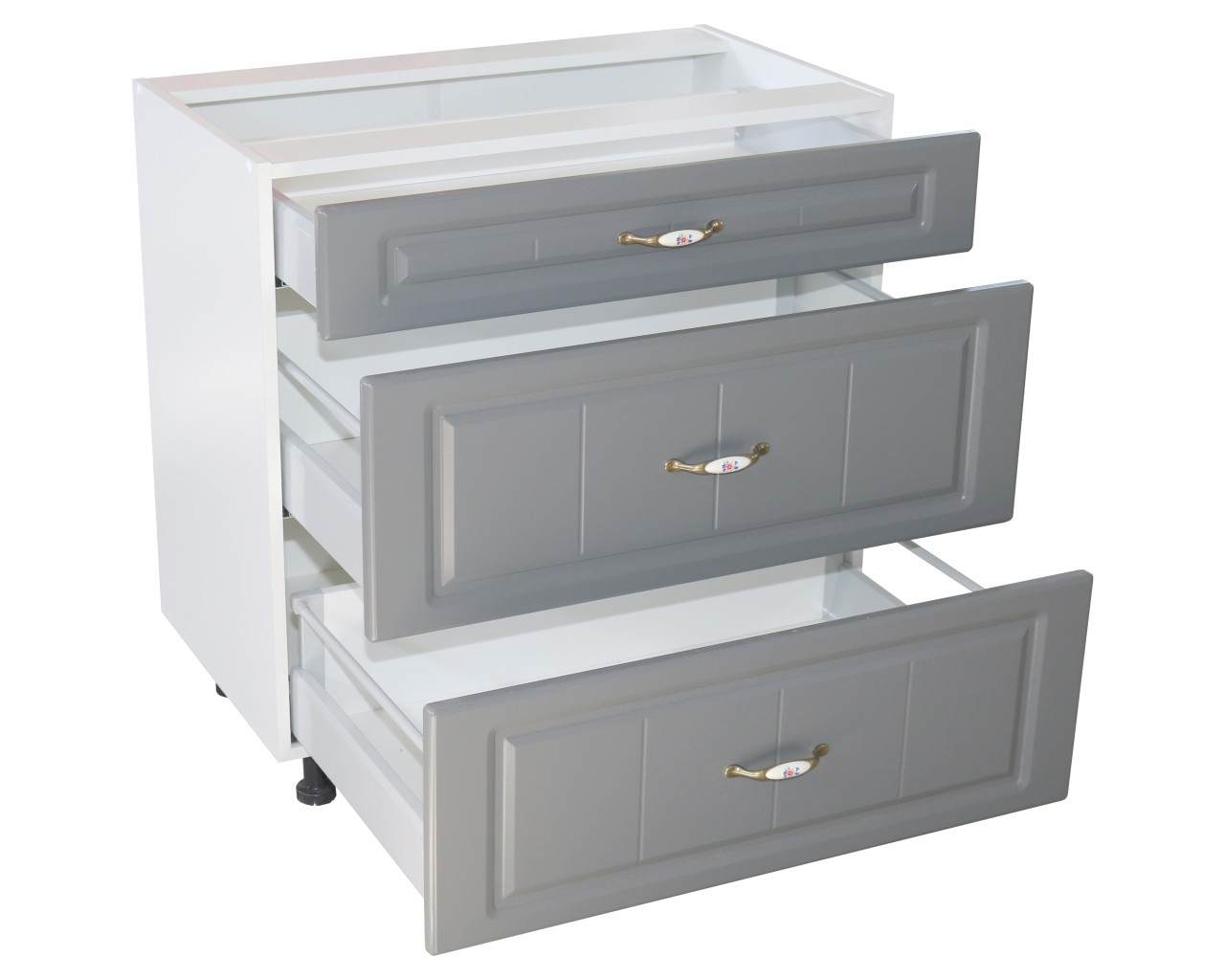 Corp inferior 80 cu 3 sertare metalice greutate Zebra MDF gri dungi