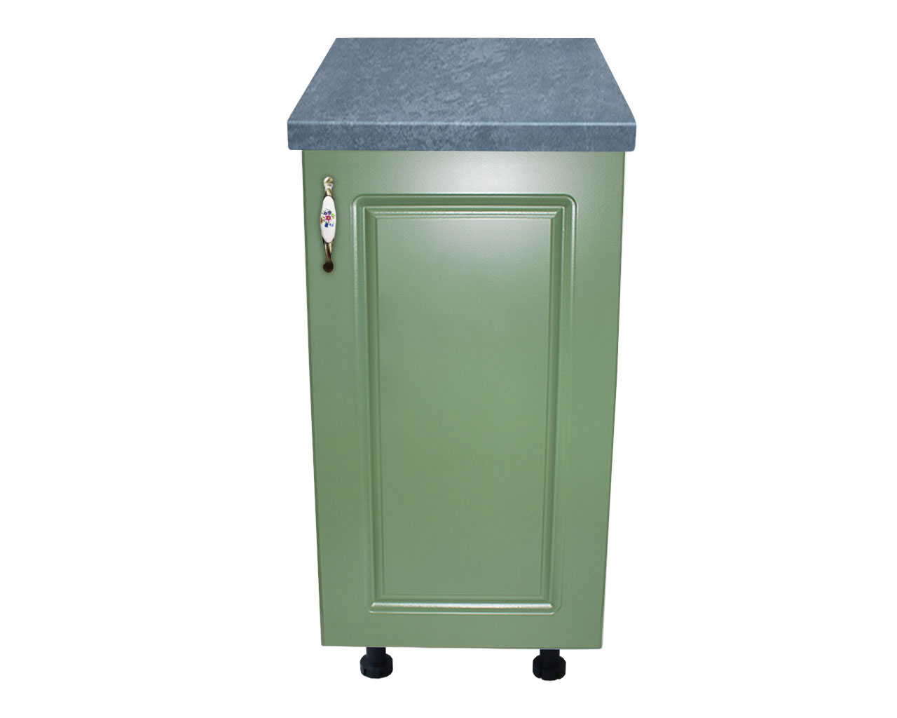 Corp inferior cu 1 Usa Zebra, Alb/MDF Verde si blat Beton 40 x 85 x 60