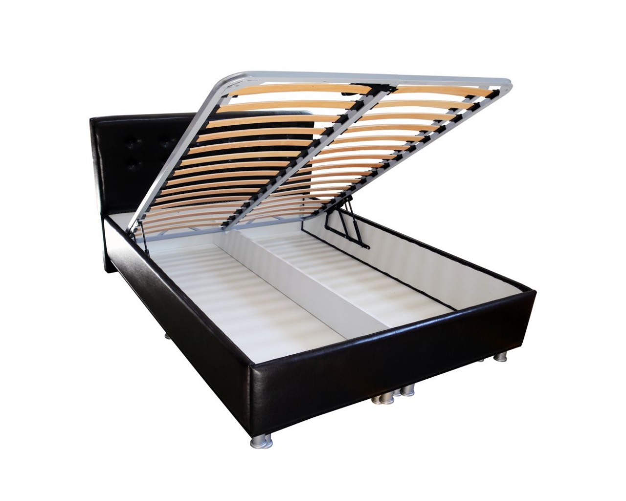 Pat tapitat 1600x2000 wenge cu somiera rabatabila