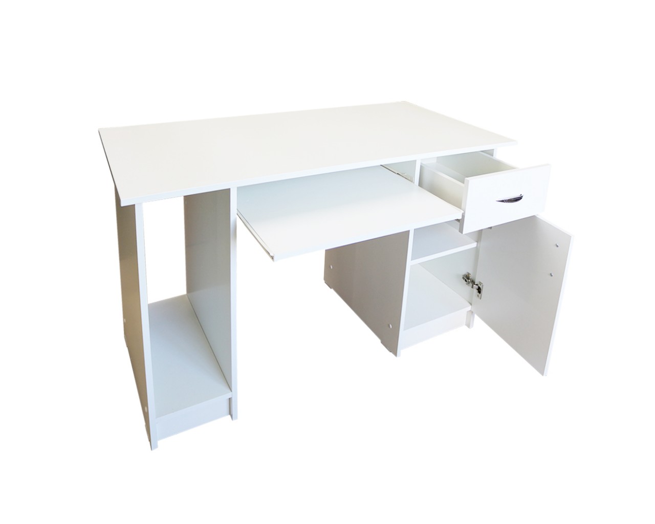 Birou Nero cu 1 usa si 1 sertar, Alb, 120 x 74 x 60 cm