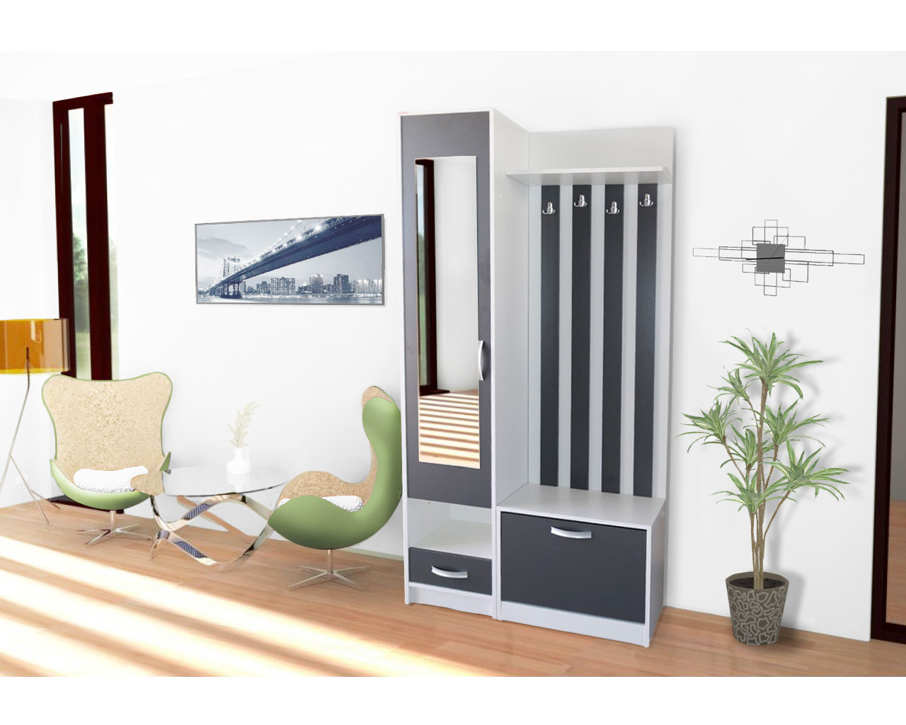 Cuier Andrei Alb cu Gri