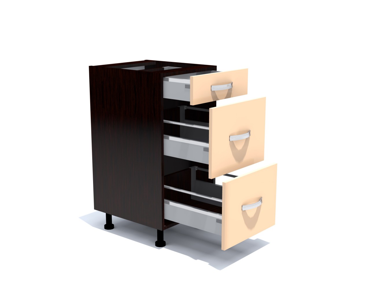 Corp inferior 40 cu 3 sertare metalice greutate Zebra cappuccino