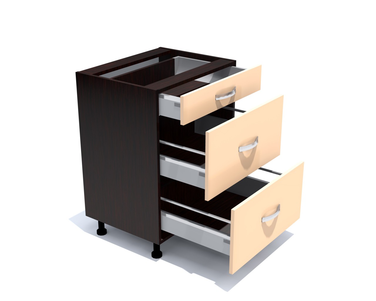 Corp inferior 60 cu 3 sertare metalice greutate Zebra cappuccino