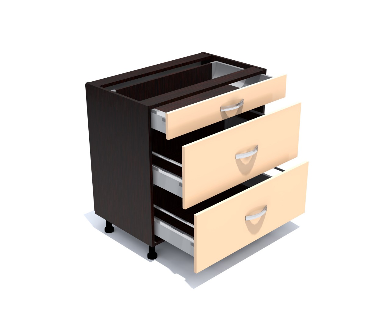 Corp inferior 80 cu 3 sertare metalice greutate Zebra cappuccino