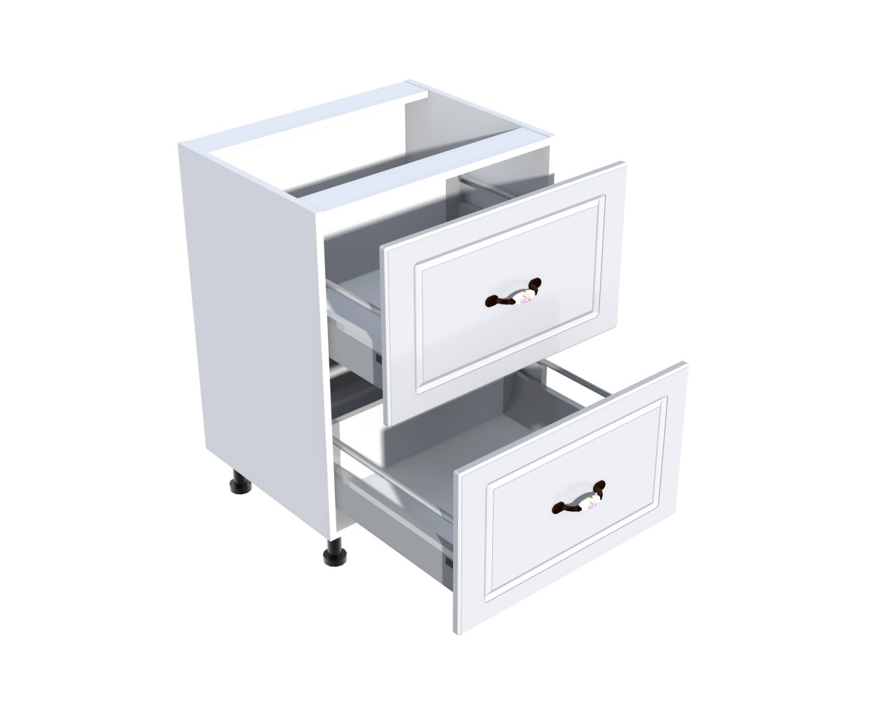 Corp inferior 60 cu 2 sertare metalice greutate Zebra MDF alb