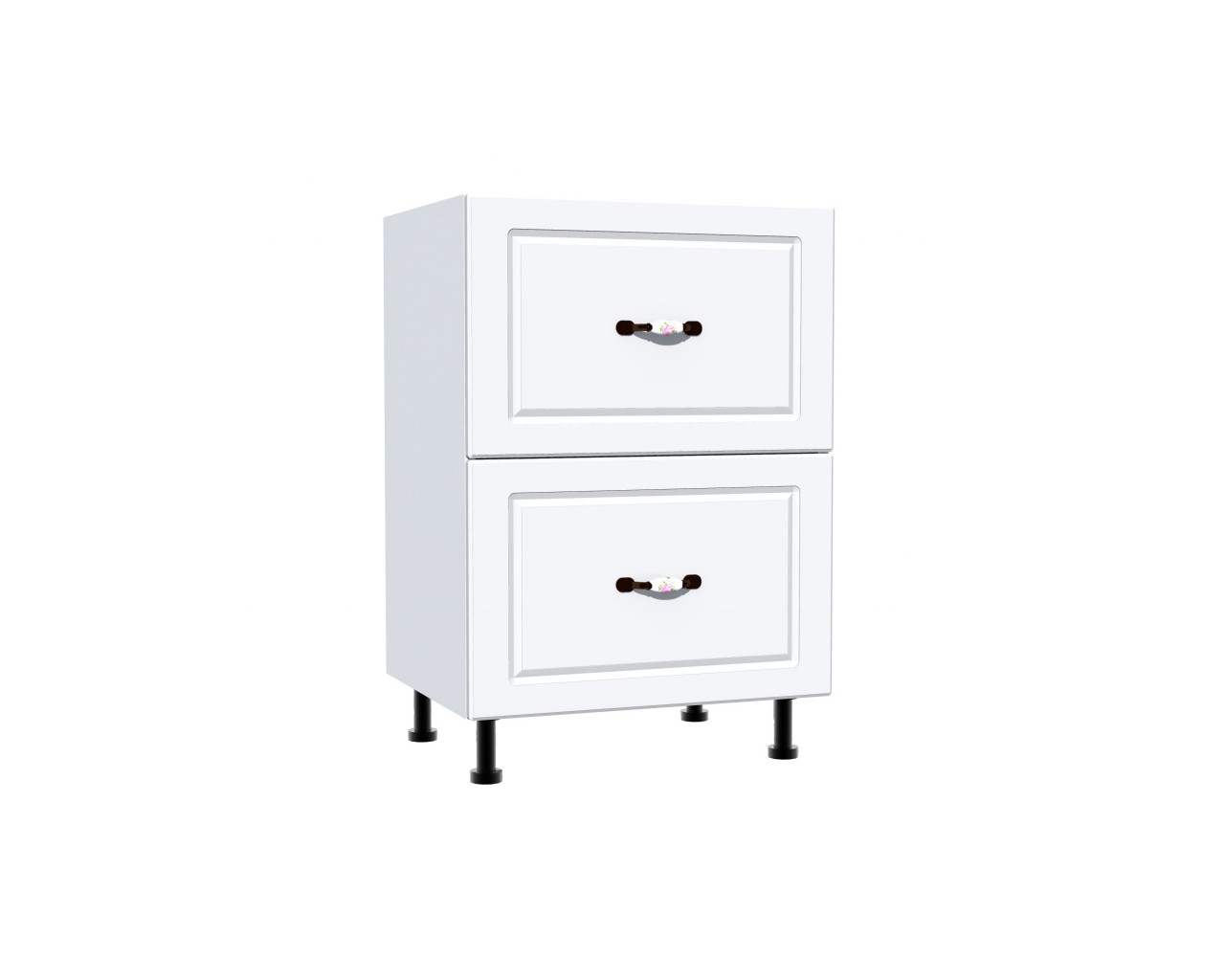 Corp inferior 50 cu 2 sertare metalice greutate Zebra MDF alb