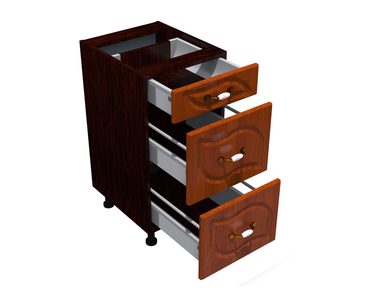 Corp inferior 40 cu 3 sertare metalice pentru greutate Zebra frunza cedru