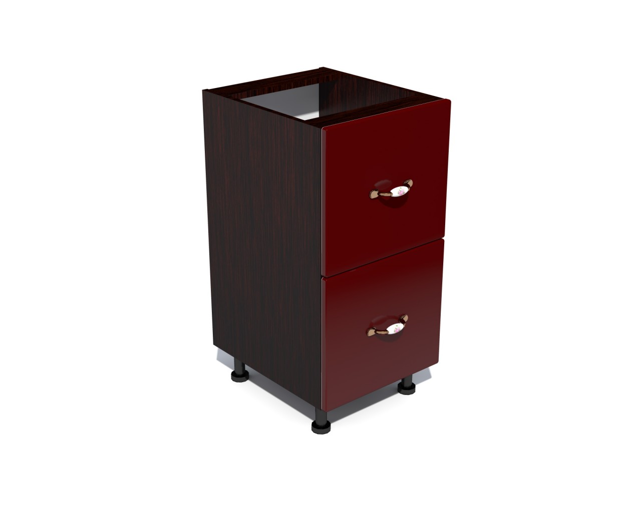 Corp inferior 40 cu 2 sertare metalice pentru greutate Zebra MDF rosu ...