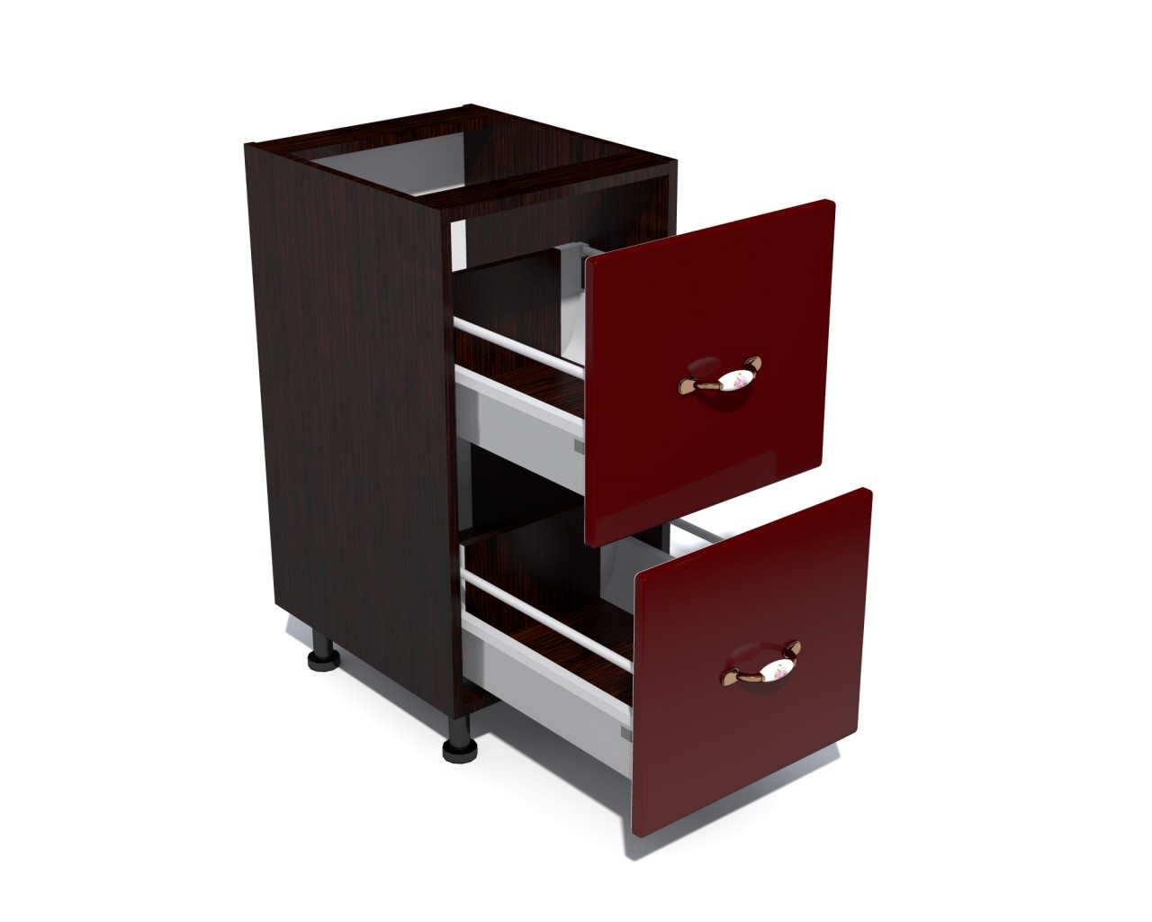 Corp inferior 40 cu 2 sertare metalice pentru greutate Zebra MDF rosu ...