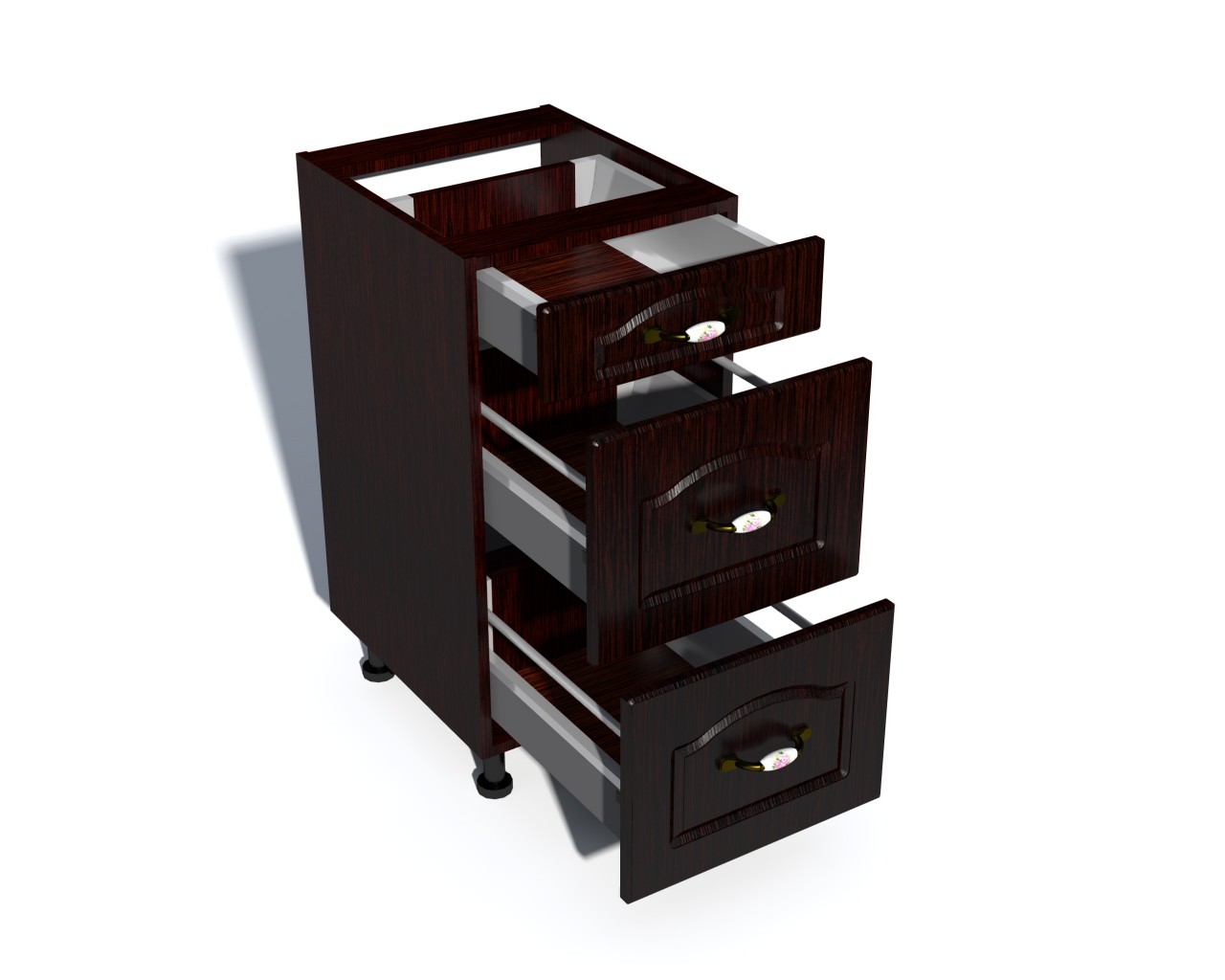 Corp inferior 40 cu 3 sertare metalice pentru greutate Zebra mustata wenge