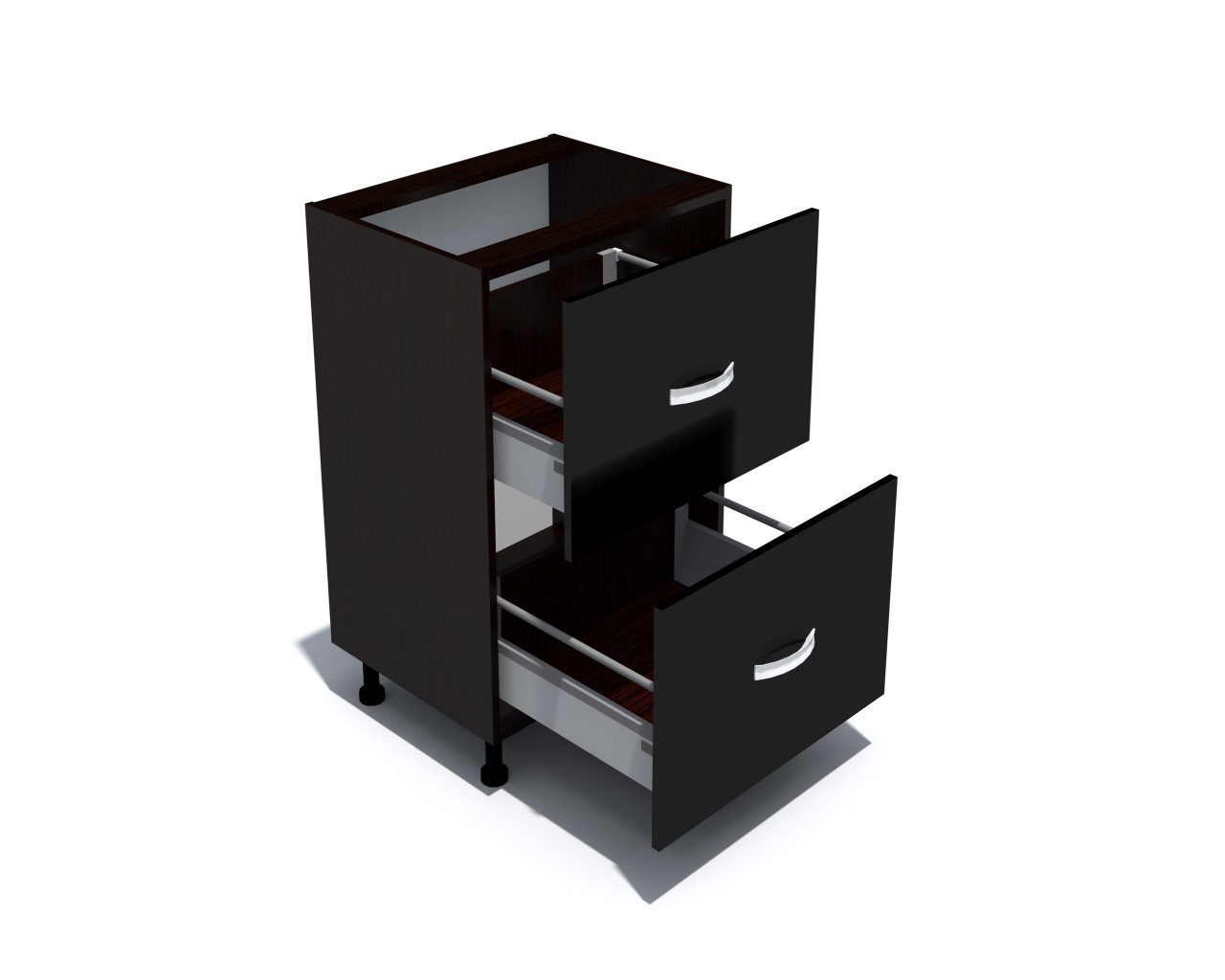 Corp inferior 50 cu 2 sertare metalice pentru greutate Zebra negru