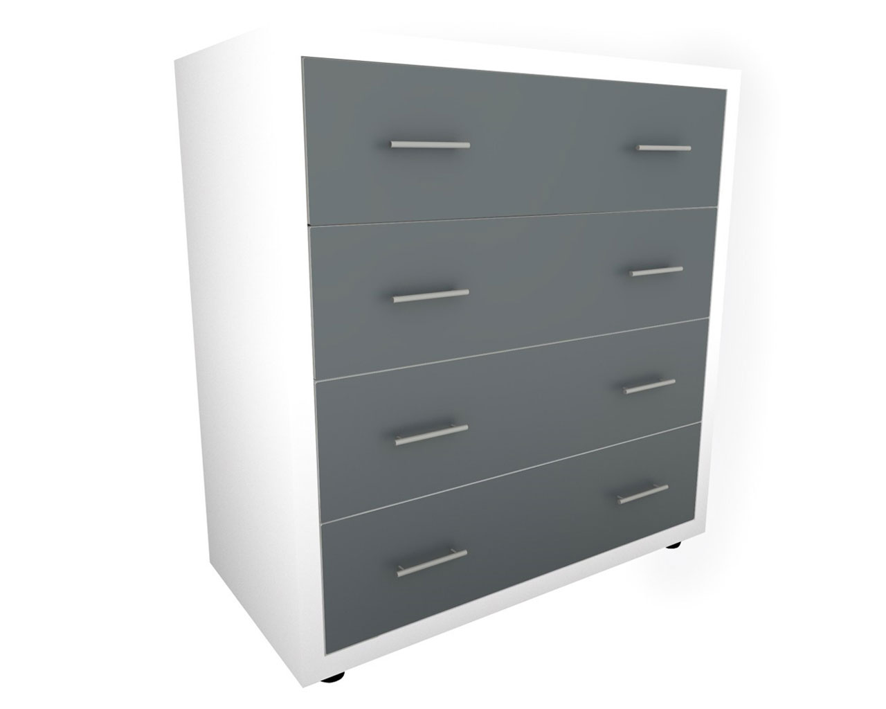 Comoda Torino cu sertare Alb / Gri, 85 x 89 x 42 cm